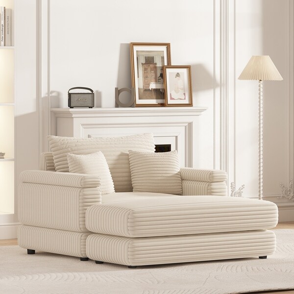 Corduroy Deep Seat Sectional Sofa with Ottoman Chaise and Pillows On Sale Bed Bath Beyond 40132980
