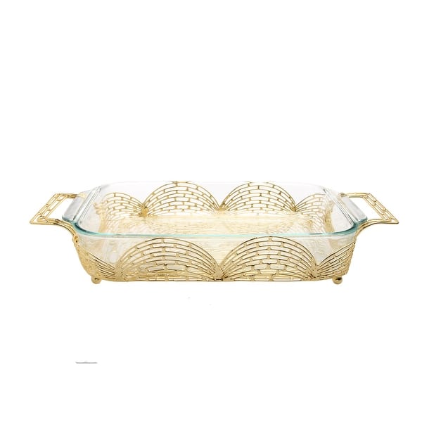 Rectangular Gold Handled Pyrex Holder with Brick Design - 8x 9.5 - Bed ...