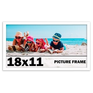 18x11 Frame White Solid Wood Picture Frame Includes UV Acrylic Shatter ...