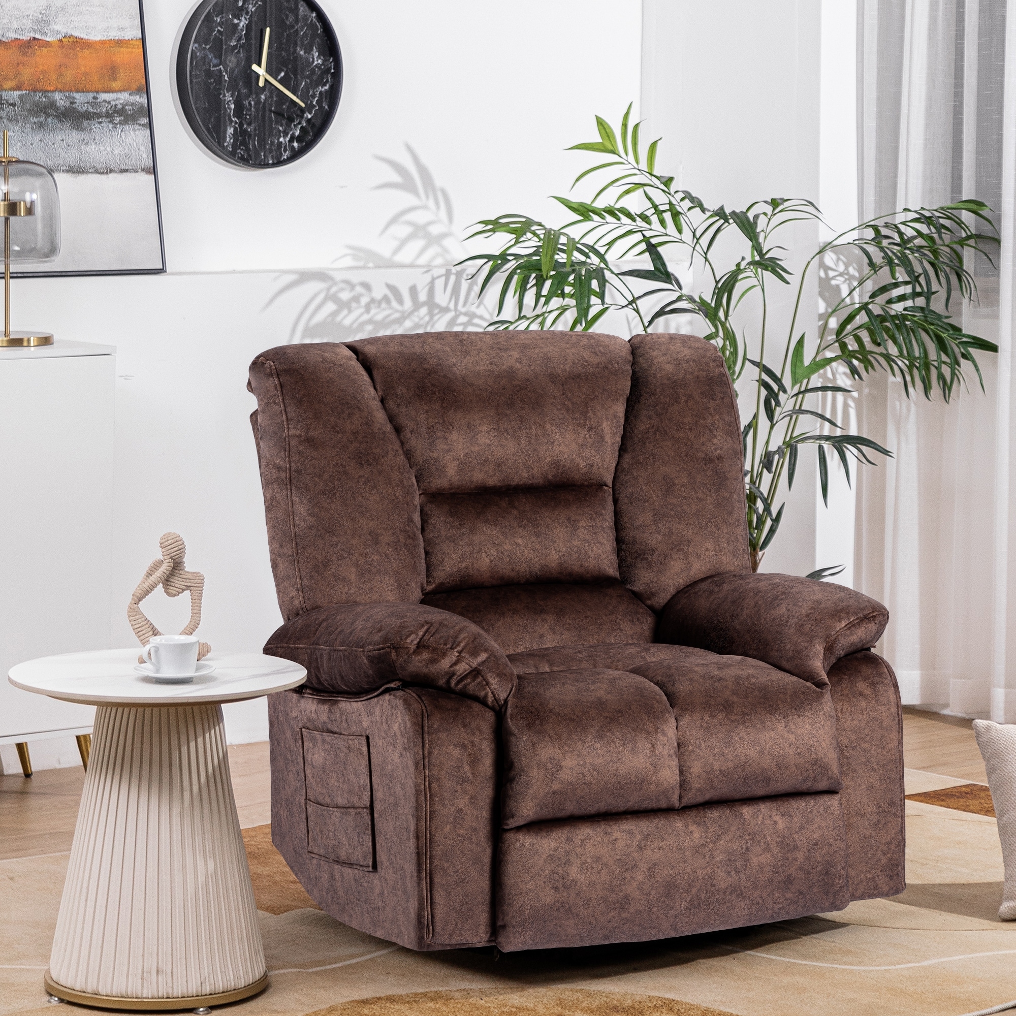 Oversized Faux Leather Massage Recliner Chair with Remote Control, Home ...