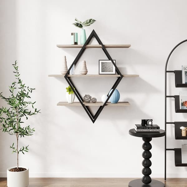 Rhombus shape wall mounted shelf rack - Bed Bath & Beyond - 39915197