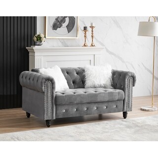 Chesterfield Style Velvet Roll Arm Classic Sofa - Bed Bath & Beyond ...