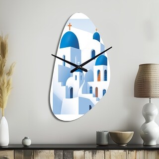 Designart - Greek Santorini Odyssey IV - Greece Large Wall Clock in ...