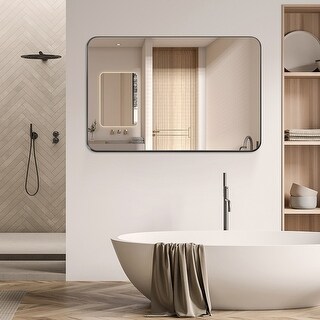 Matte Black Bathroom Mirror - Rustproof Framed Wall Mirror for Over ...