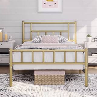 Twin Metal Bed Frame with Headboard Antique Gold - Bed Bath & Beyond ...