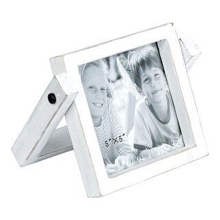 6.75" White Antique Rectangular Photo Frame with Kickstand - other ...