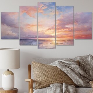 Designart "Sunset Cotton Candy Skies V" Landscapes Multipanel Canvas ...