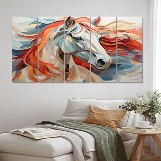 Designart "Colorful Horse Spirit Of Equus" Animals Multipanel Wall ...