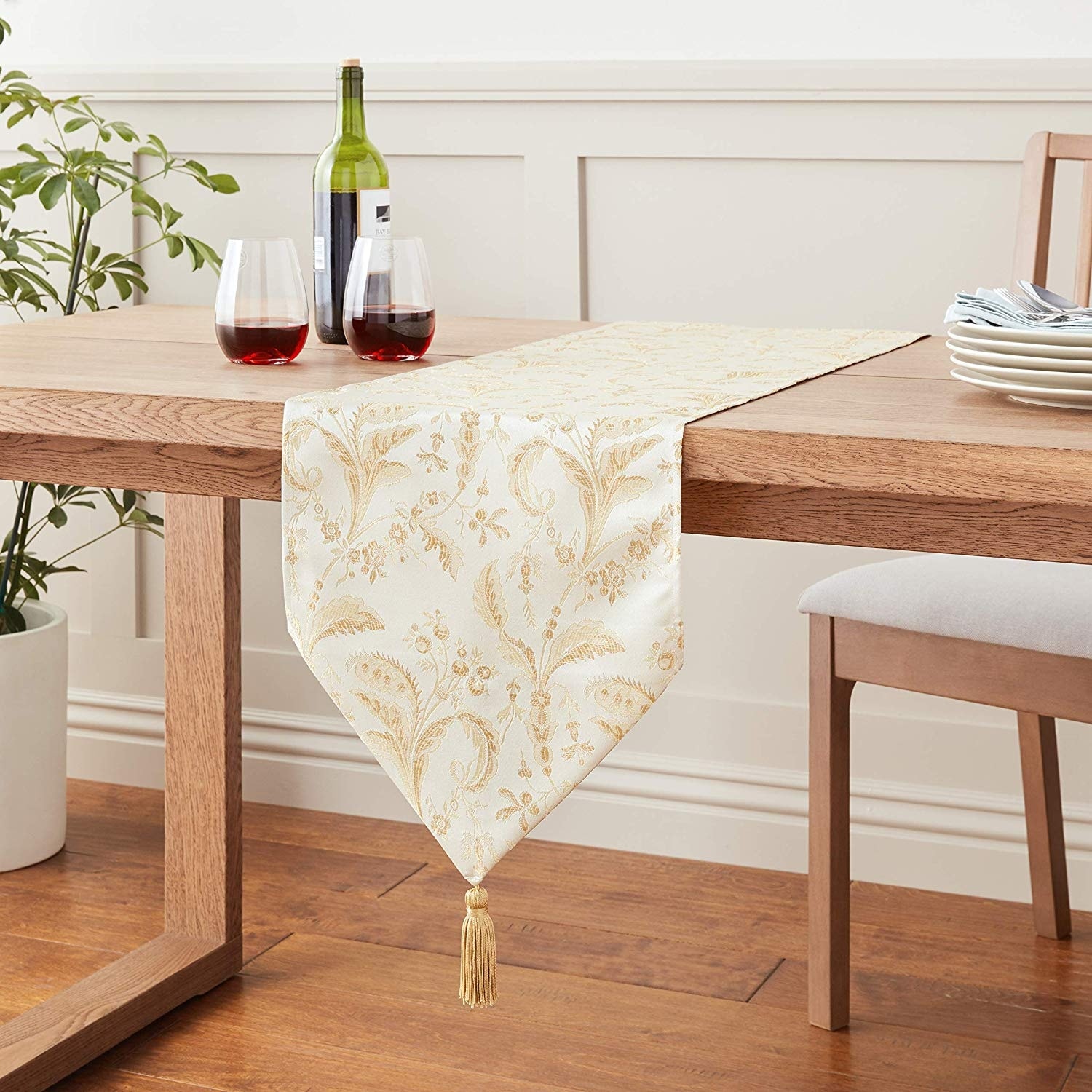 purple damask table runner