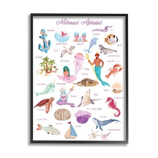 Stupell Alphabet of Mermaids ABC Kid's Nautical Fantasy Framed Wall Art ...