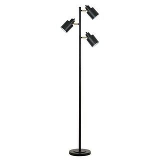 3-Light Track Tree Floor Lamp with Adjustable Metal Shades, LED Bulbs ...