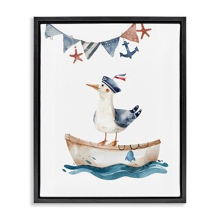 Stupell Cute Sailor Seagull Framed Floater Canvas Wall Art Design By ...
