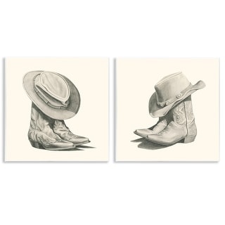 Stupell Rustic Cowboy Boots 2 Piece Wall Plaque Art Set Design by Grace ...
