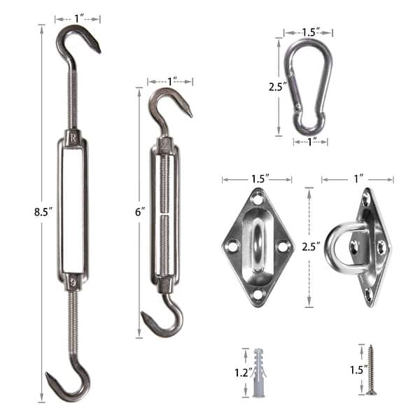 ColourTreeUSA Rectangle Sun Shade Sail with Hardware Kit + Cable Ropes ...
