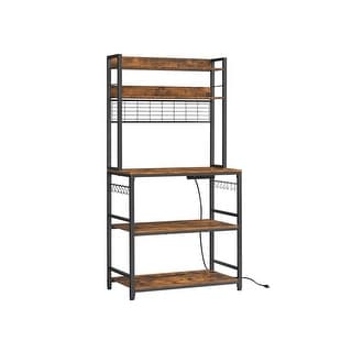 Versatile Bakers Rack with Power Outlet, Efficient Kitchen Storage ...