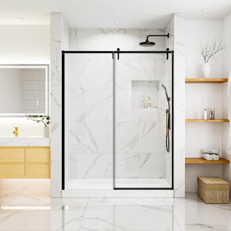 Modland 48-60 in. W x 76 in. H Semi-Frameless Sliding Shower Door with ...