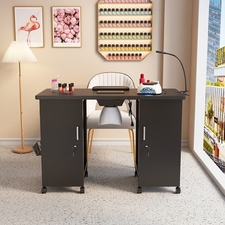 Mobile Manicure Table, Steel Professional Nail Station with Dust ...
