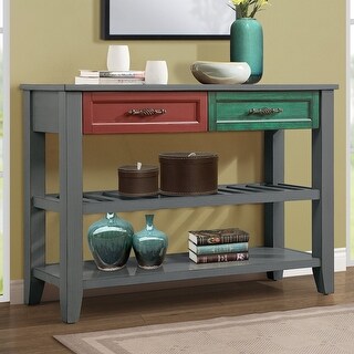3-Tier Console Table for Entryway, 42" Wood Entryway Table with Drawers ...