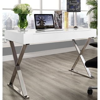 Contemporary Modern Geometric Design Chrome Writing Desk - Bed Bath ...