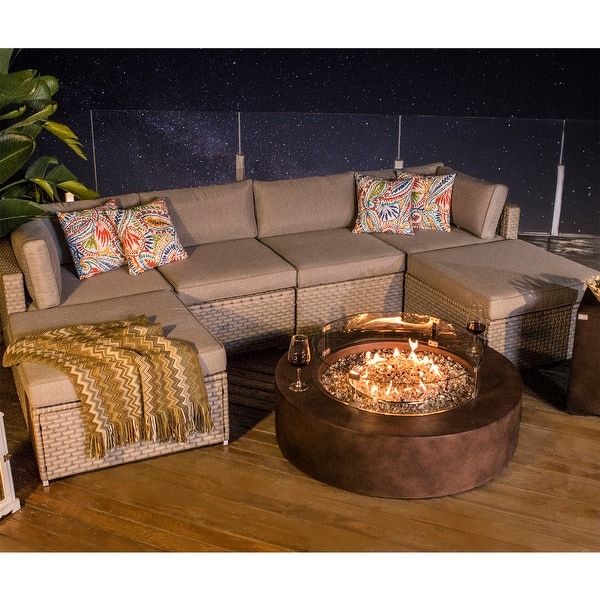 COSIEST 8-Piece Outdoor Furniture Sofa With Fire Table,Tank Outside ...