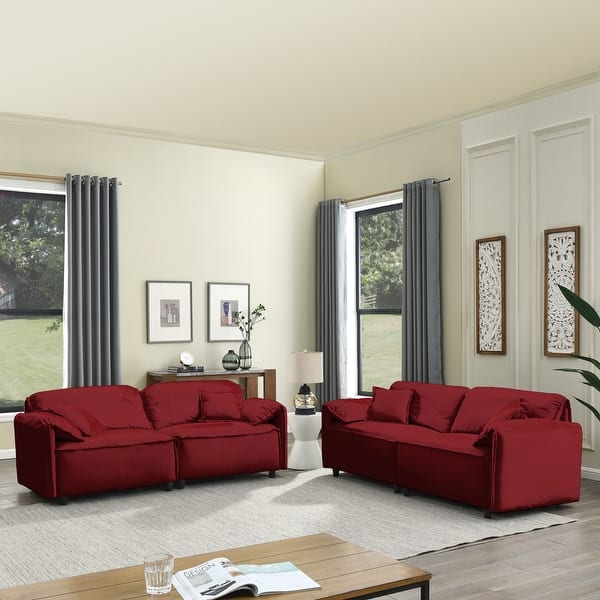 red leather sofa sets