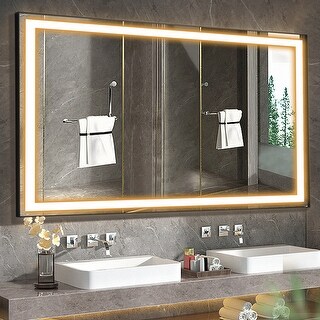 Dornberg 72x36 inch Black-framed LED Bathroom Mirror,Anti Fog,Dimmable ...