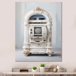 Designart "Minimalist Jukebox Melodies II" Jukeboxes Wall Décor White ...