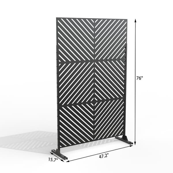 Black Metal Free Standing Outdoor Privacy Screen for Patio Garden - On ...