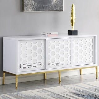 Best Master Furniture Meridian 64 Inch White Lacquered Sideboard with ...