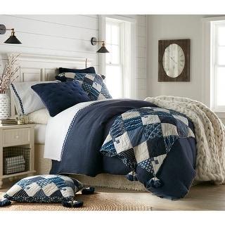 Ria Blue Multicolor Cotton Patchwork Geometric Single Quilt - Bed Bath ...