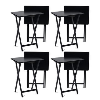 PJ Wood Portable Folding TV Snack Tray Table Desk Stand, Black (8 Piece ...