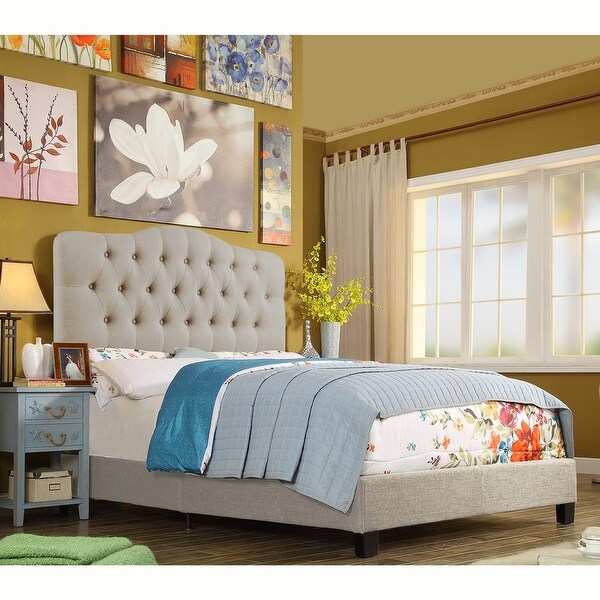 Tara Virgil Curved Upholstered Button tufted Platform Bed Frame On Sale Bed Bath Beyond 28593705