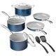 Granitestone 10 Piece Nonstick Ceramic Navy Cookware Set with Utensils ...