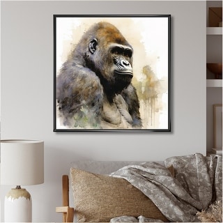 Designart "Powerful Gorilla Primate I" Gorilla Framed Canvas Art Print ...