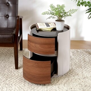 Retro MDF Side Table with Double Storage Drawers - Bed Bath & Beyond ...