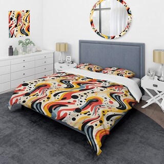 Designart "Red Popart Lichtensteins Lines Matrix I" Yellow Modern ...