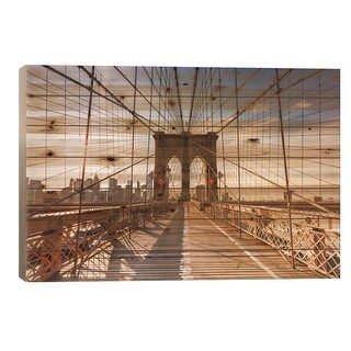 Brooklyn Bridge At Sunset, New York City, New York, USA Print On Wood ...