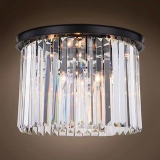 Clear Crystal Prism 6 Light 20" Grey Iron Flush Mount & Led - 13.50 ...