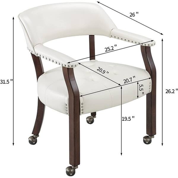 Dining Chairs with Casters Solid Wood Frame Poker Table Chairs - Bed ...