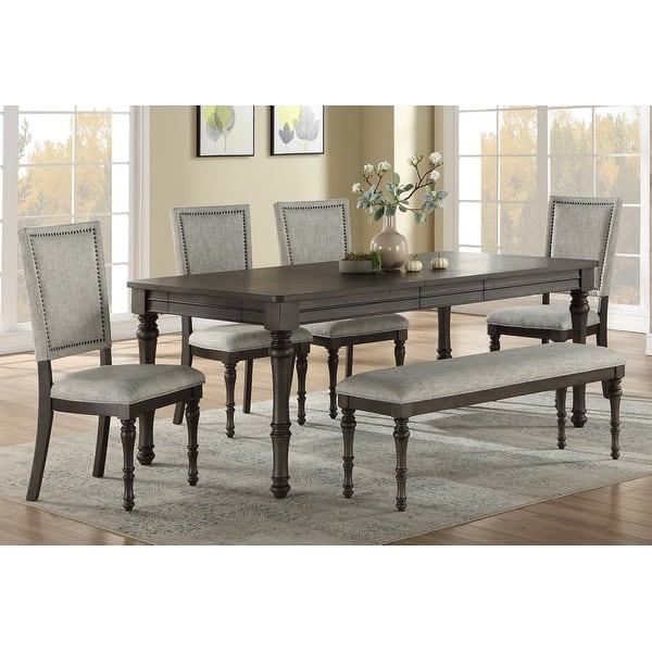 Lockwood 50-inch Gray Fabric Upholstered Modern Farmhouse Bench by ...