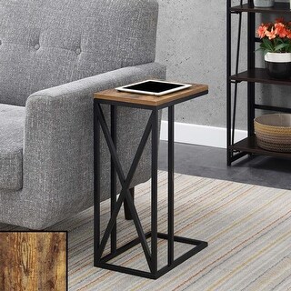 End Table in Nutmeg Wood Finish and X Metal Frame - Set of 2 - 54 x 84 ...