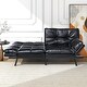 Modern Faux Leather Futon with Memory Foam and Adjustable Armrests ...