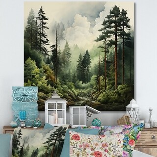 Designart "Bold Forest Emerald Canopy I" Landscapes Canvas Prints - Bed ...