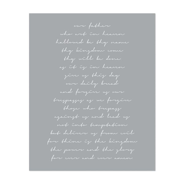 The Lord s Prayer Grey Script Typography Bible Art Print/Poster - Bed ...