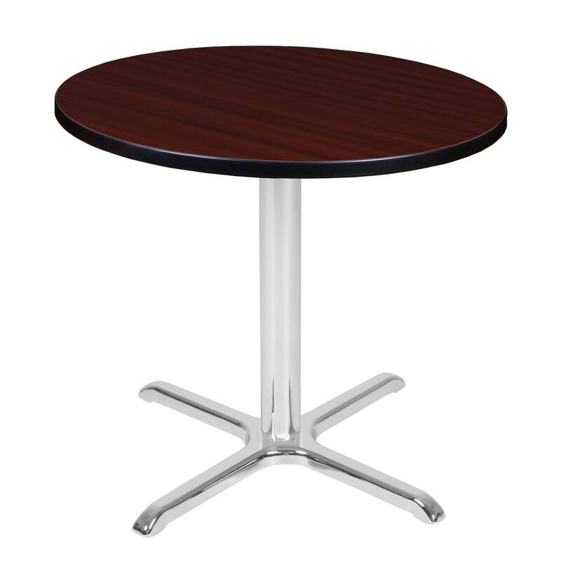 Via Round Melamine Table with Metallic X-cross Base - Overstock - 25776594