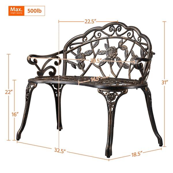 Outdoor Durable Cast Aluminum Bench - Bronze - Bed Bath & Beyond - 37158800