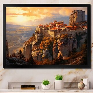 Designart "Greece Meteora Enigma II" Landscapes Framed Wall Art Prints ...