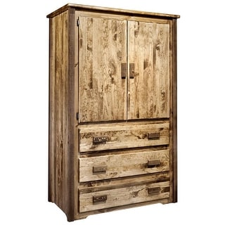 Homestead Collection Pine Armoire/Wardrobe, Stained & Lacquered - Bed ...