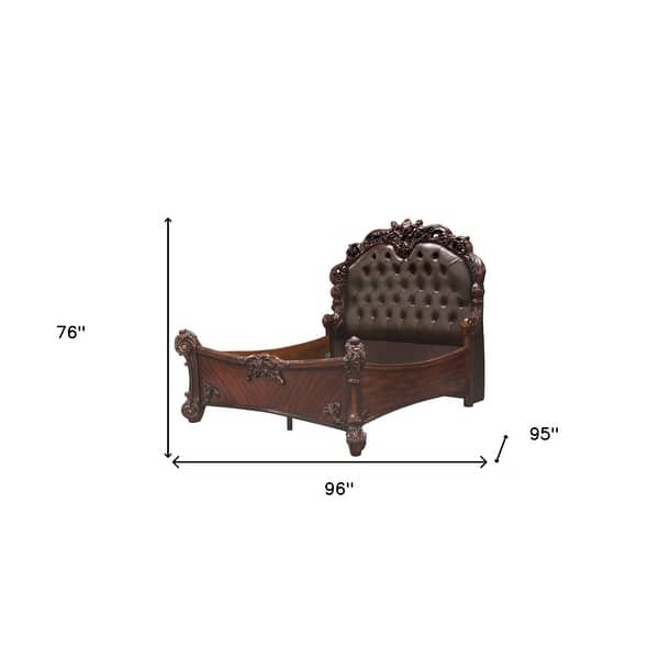HomeRoots Tufted Dark Brown Upholstered Faux Leatherno Bed - Bed Bath ...