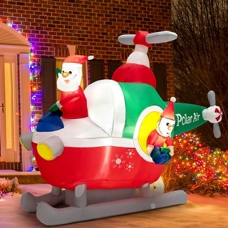 Gymax 6FT Long Inflatable Santa Claus Drives Helicopter Christmas - Bed ...